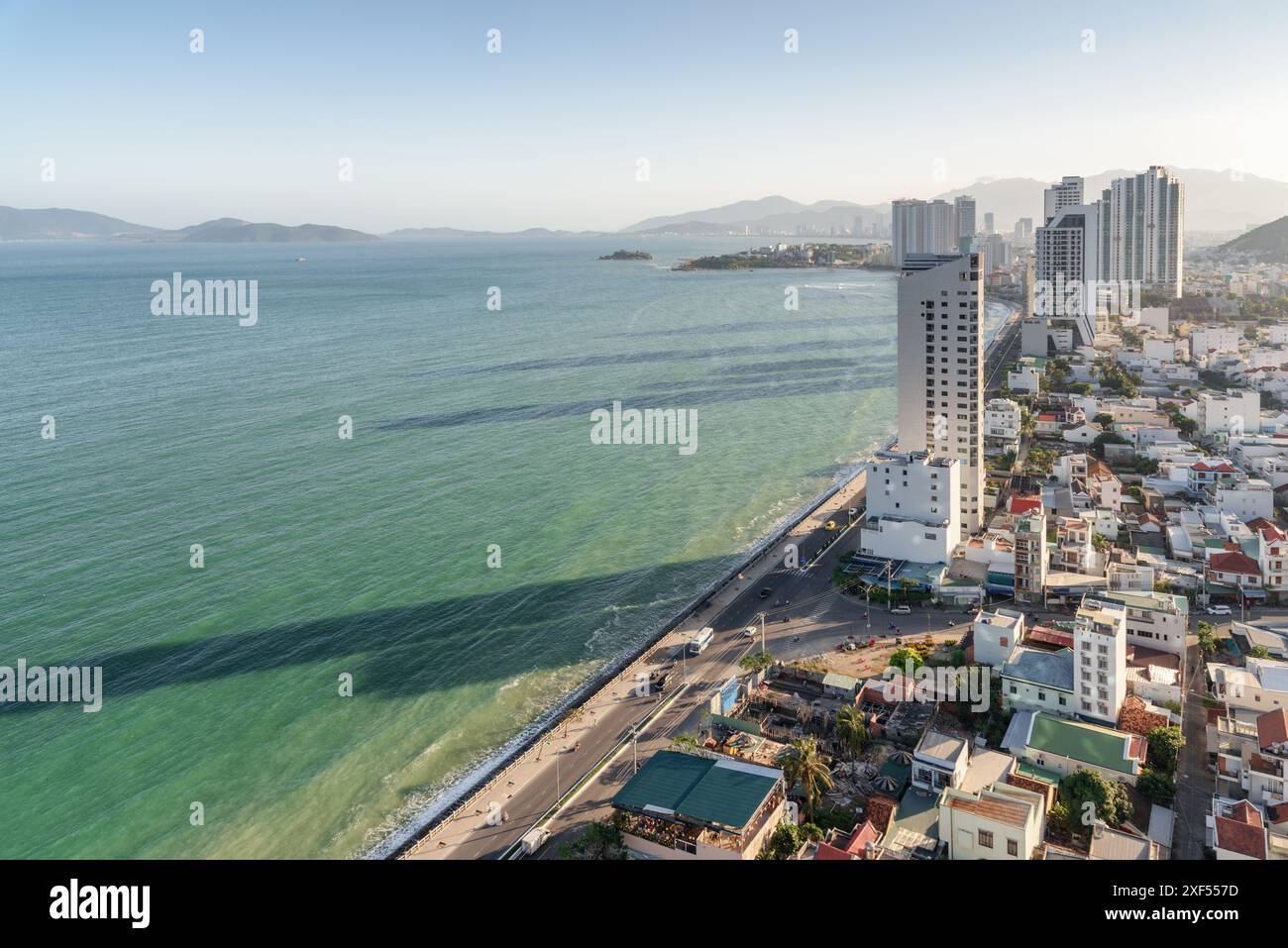 Scenic aerial view of Nha Trang city and Nha Trang Bay of the South ...