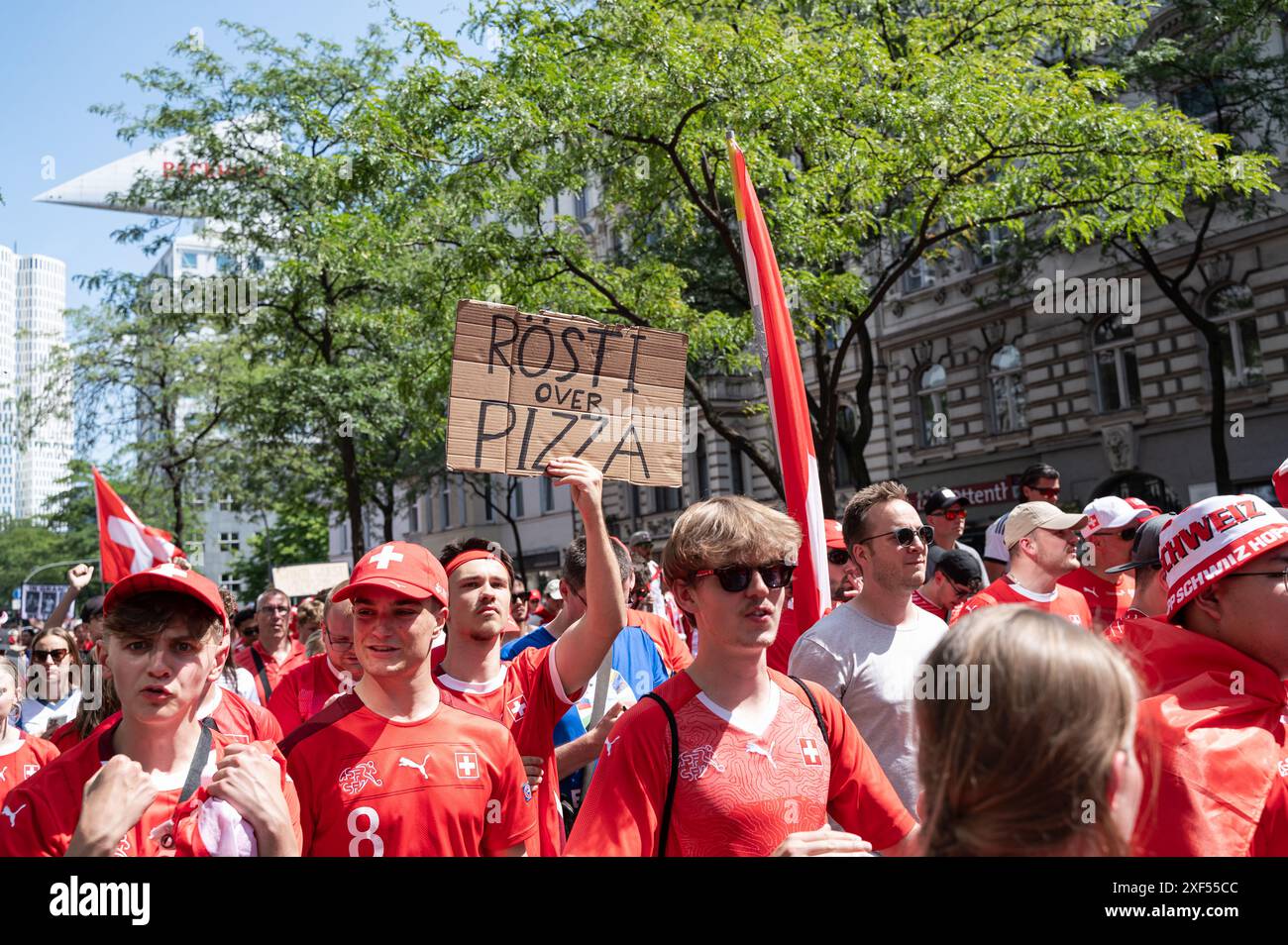 29.06.2024, Berlin, Germany, Europe - Fans of the Swiss national ...