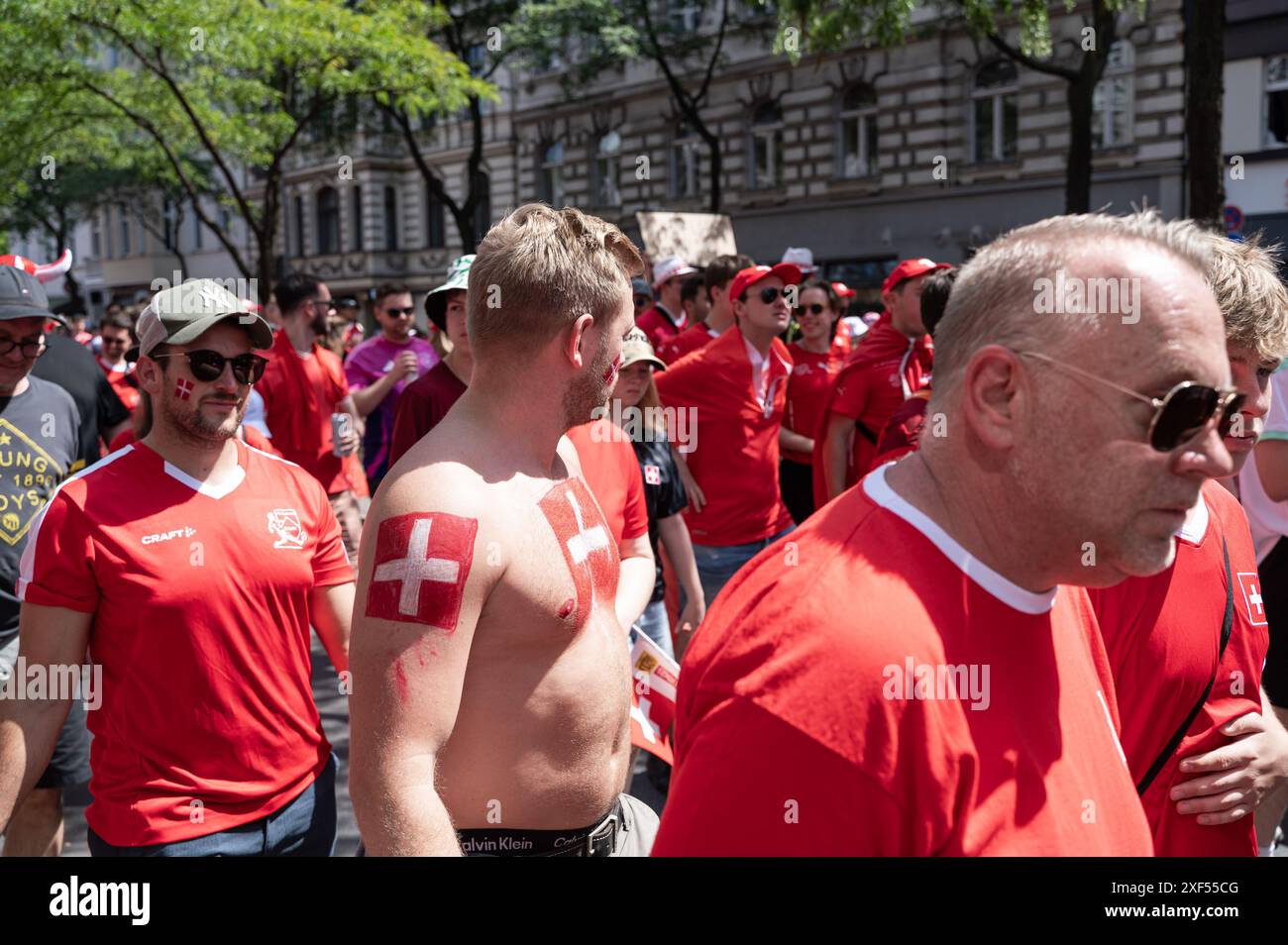 29.06.2024, Berlin, Germany, Europe - Fans of the Swiss national ...