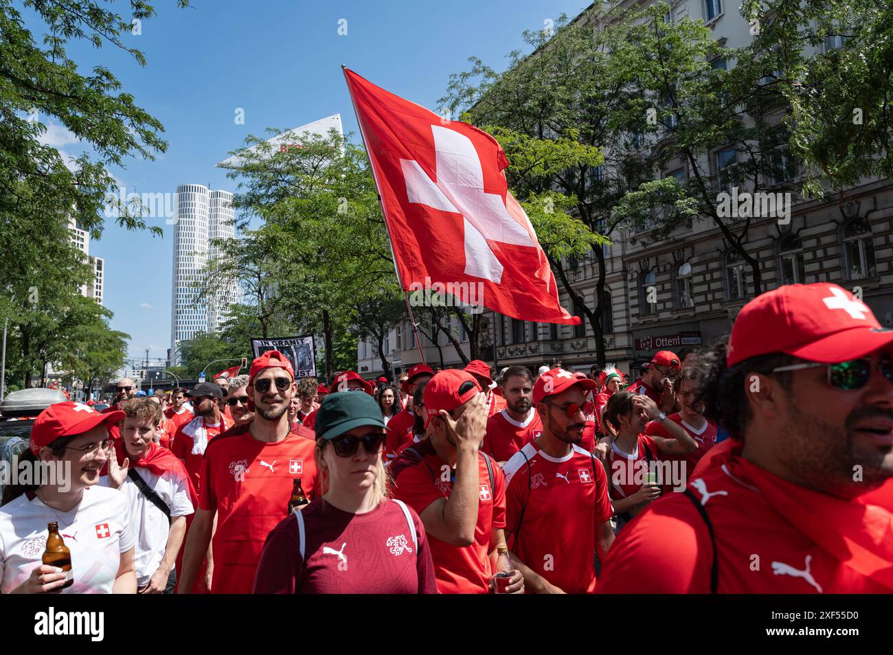 29.06.2024, Berlin, Germany, Europe - Fans of the Swiss national ...