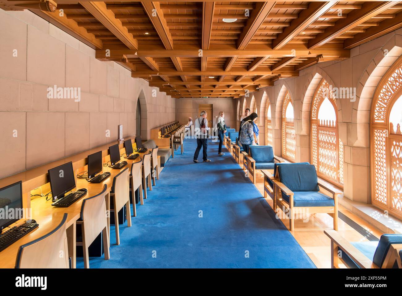 Muscat, Oman, Middle East - February 10, 2020: Visitors inside of the ...