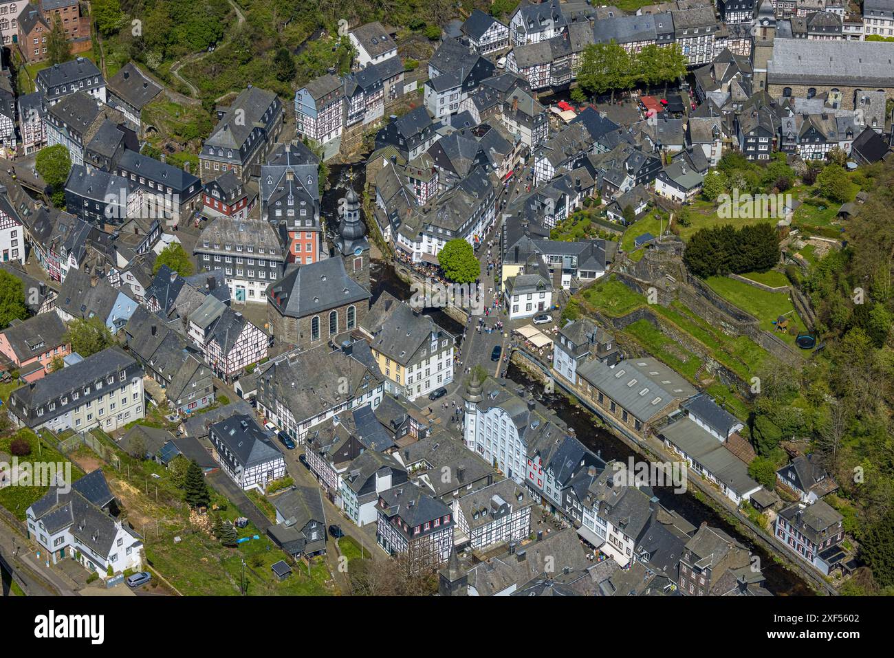 Aerial view, historic old town with medieval buildings and the ...