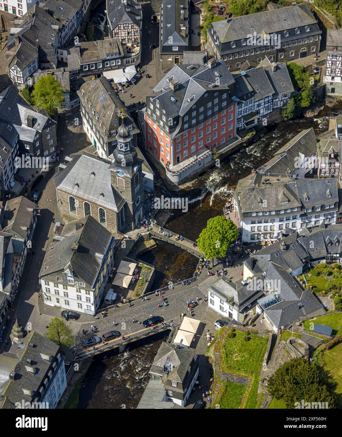 Aerial view, historic old town with medieval buildings and the ...