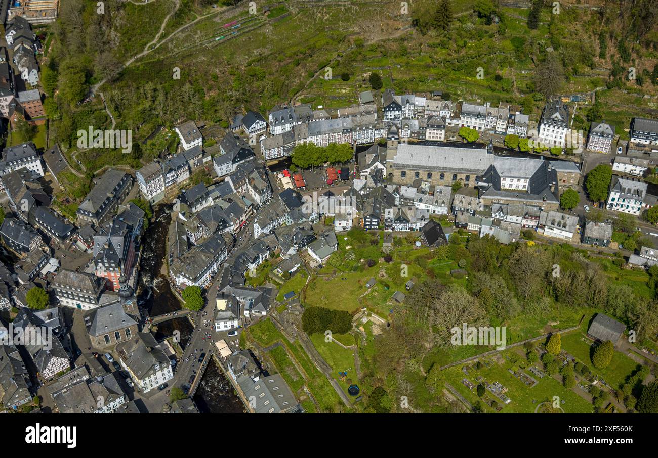 Aerial view, historic old town with medieval buildings and the ...