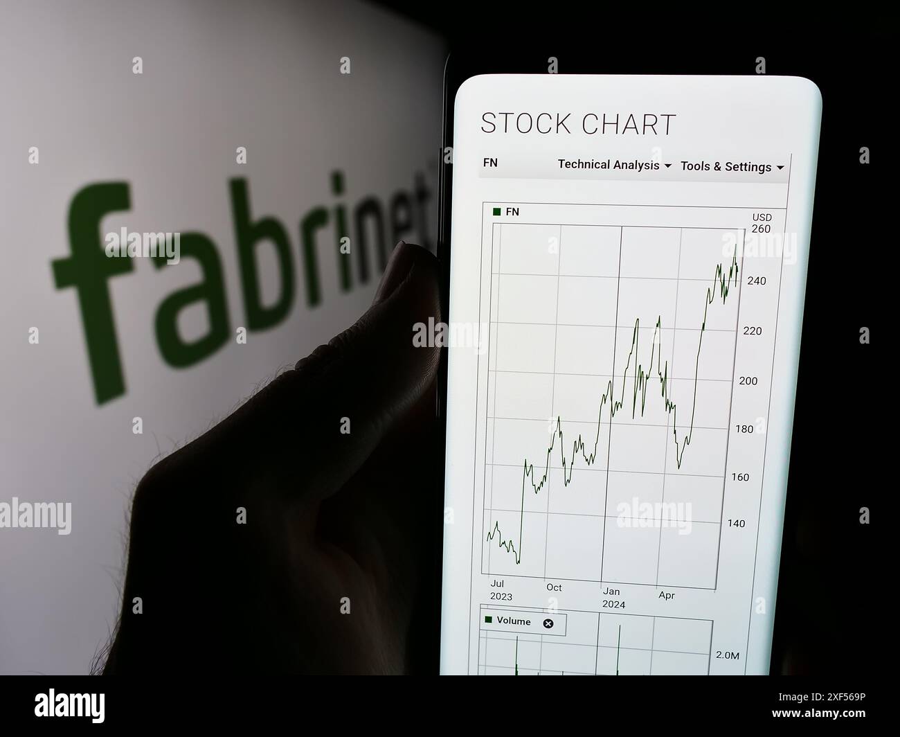 Person holding smartphone with website of Thai manufacturing company ...