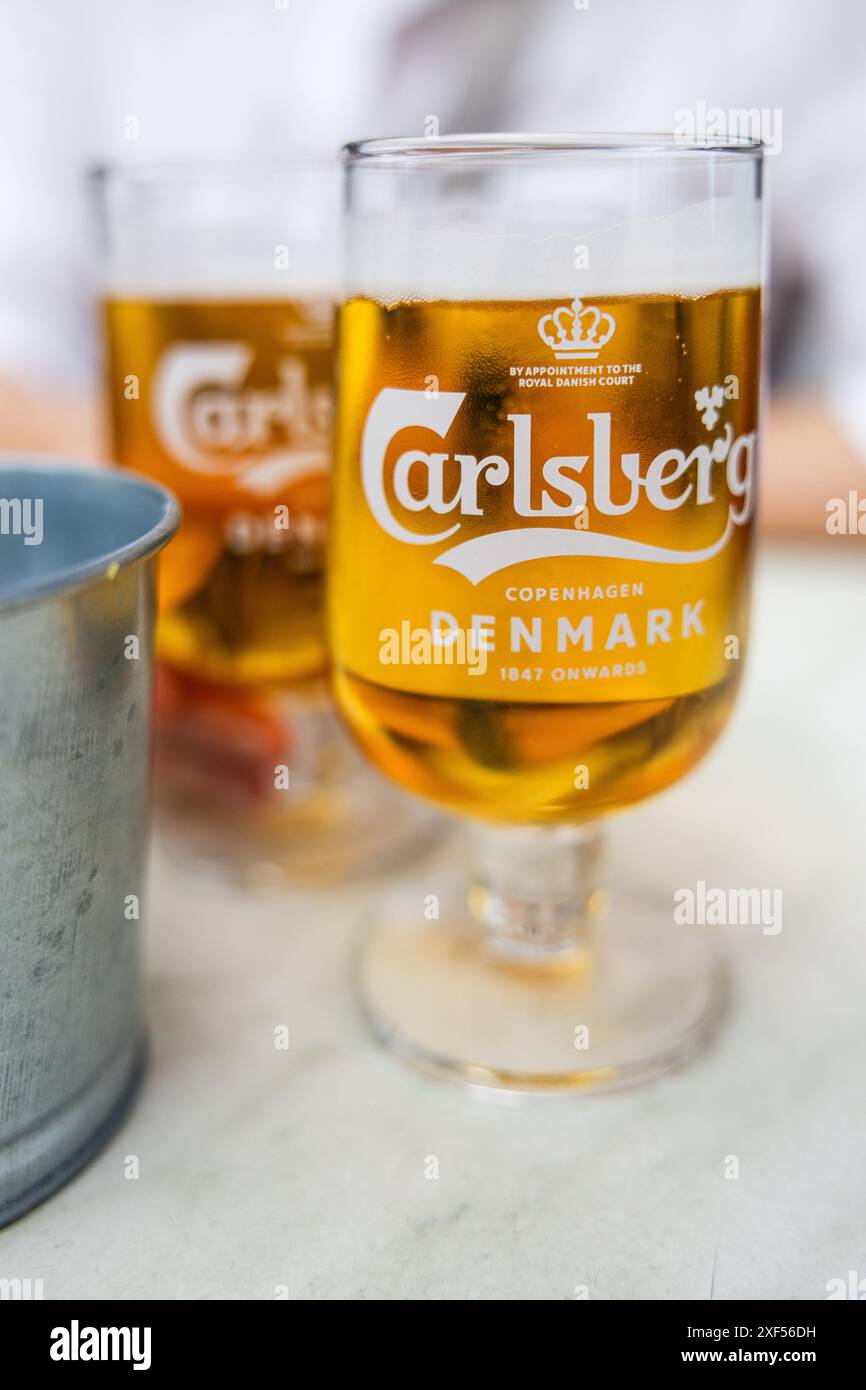 Daily life, Carlsberg beers in the city of Copenhagen, Denmark, during ...