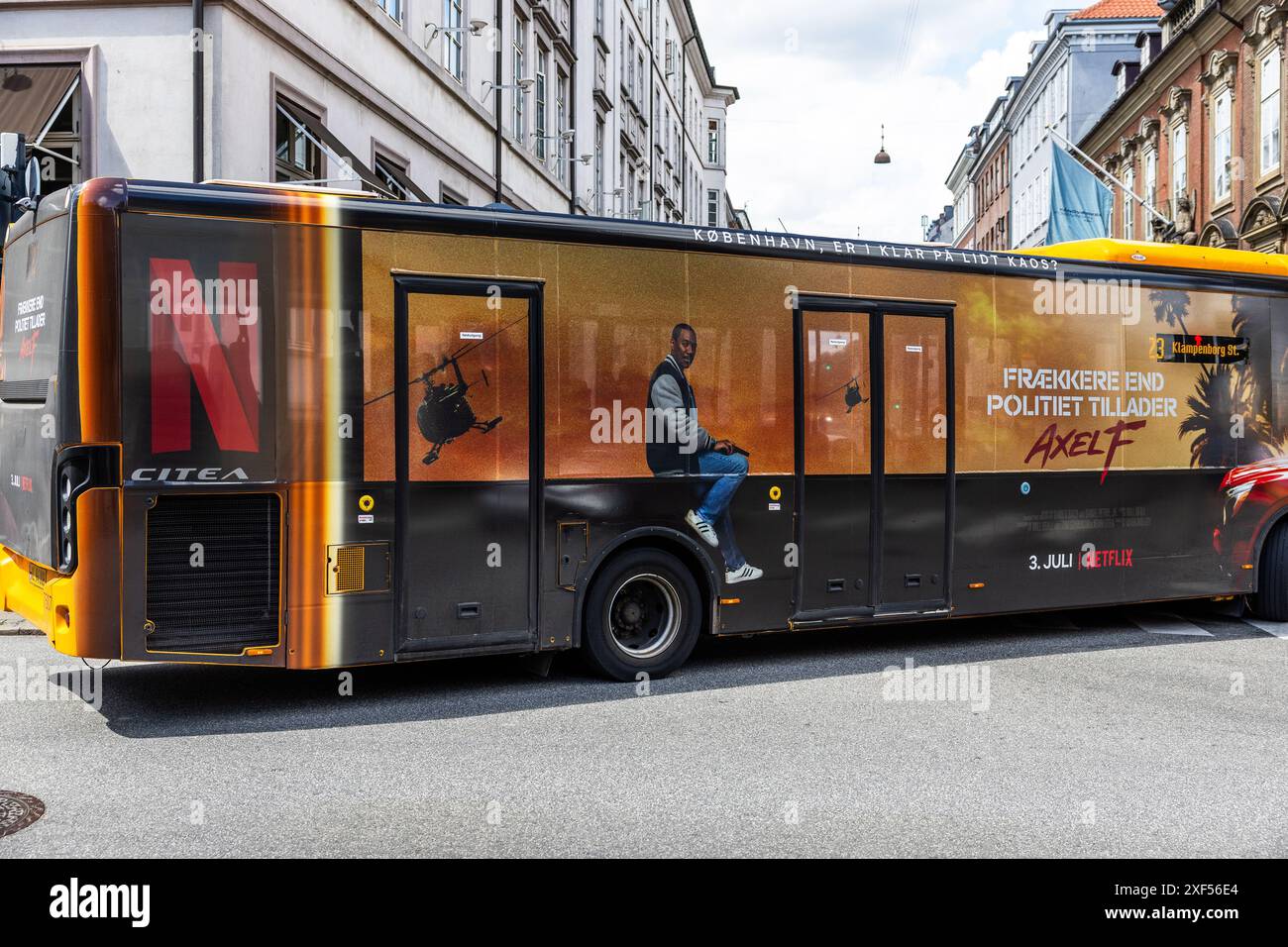 Daily life, bus in the city of Copenhagen, Denmark, during Saturday ...