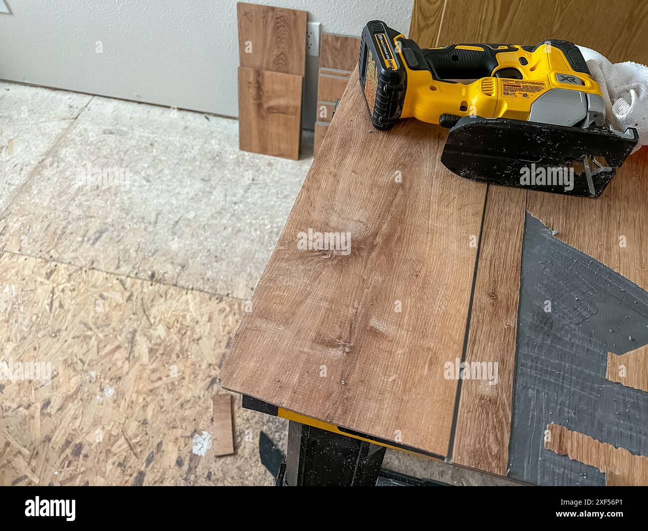 Workbench Setup with Power Tools for Home Renovation Project Stock ...