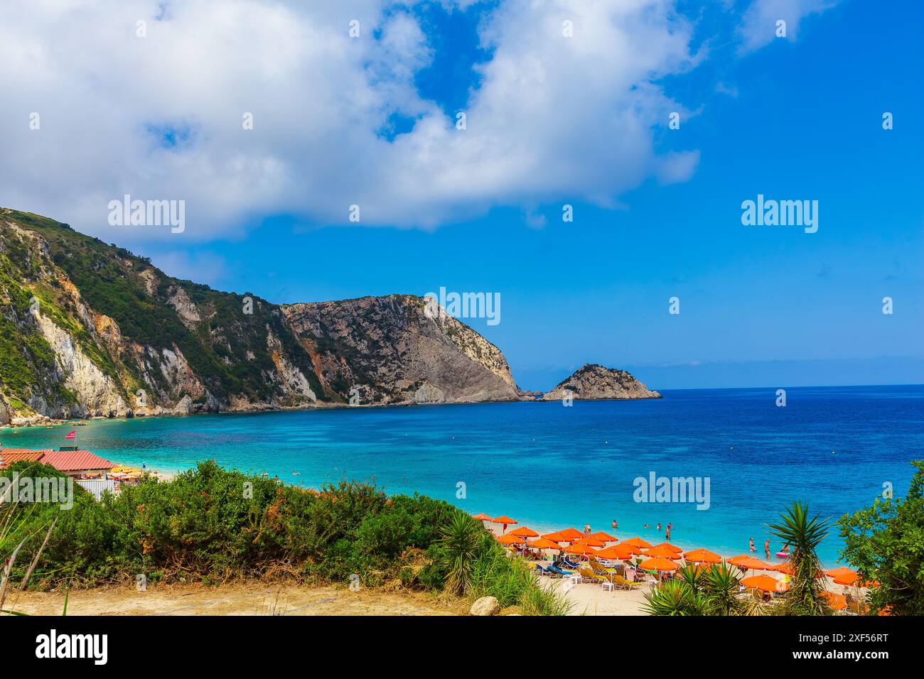 Petani Beach, Lixouri in Summer, on the Ionian island of Kefalonia ...