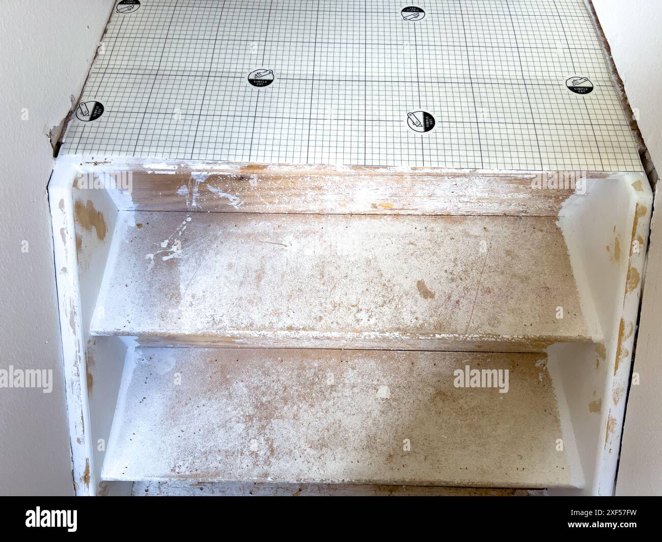 Preparing Stairs for New Flooring Installation in Home Renovation Stock ...