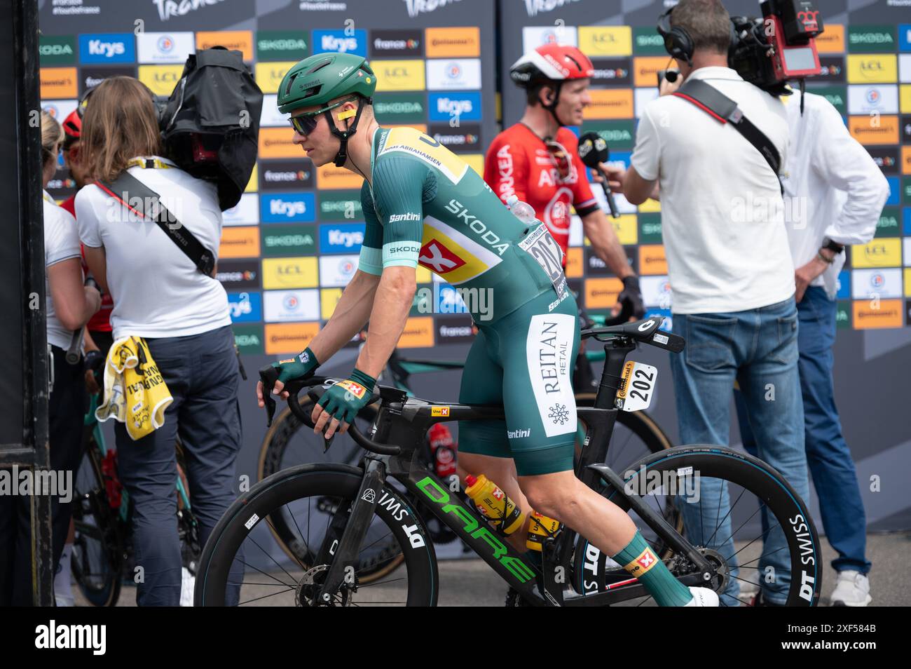 Jonas Abrahamsen, Uno-X Mobility during Stage 3 - Start, Tour De France race in Piacenza, Italy ...