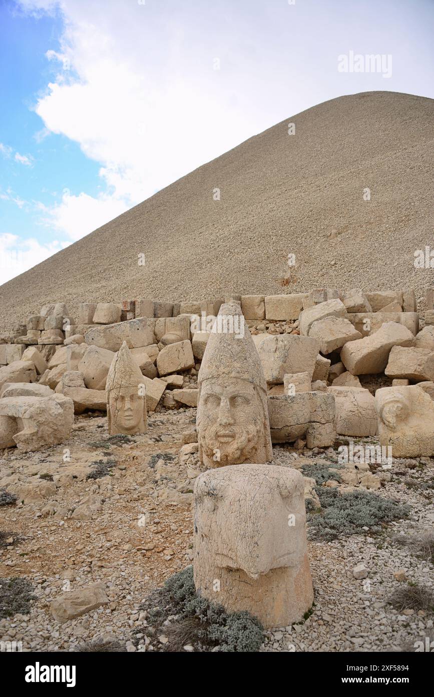 Mount Nemrut, on its summit stands the tomb sanctuary of King Antiochus ...