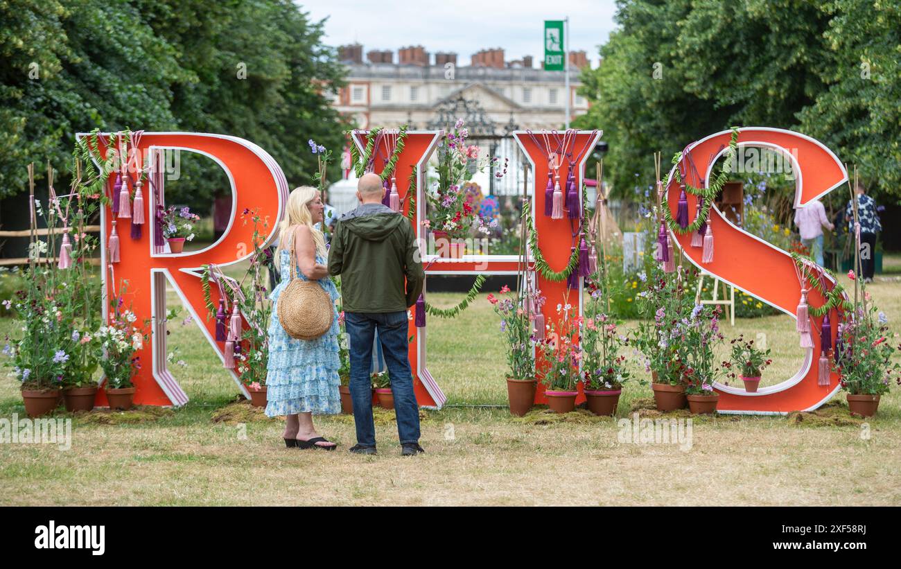 London, UK. 1 July 2024. RHS Letters, Ode To The Pea, designed by U.FL ...