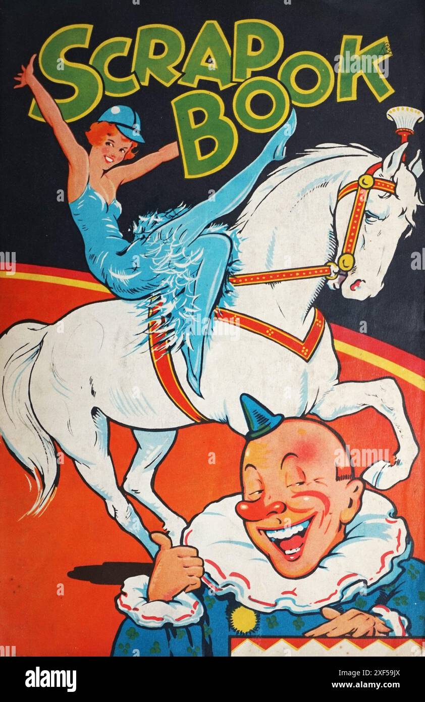 Scrapbook cover, circus theme with clown and bareback lady rider ...