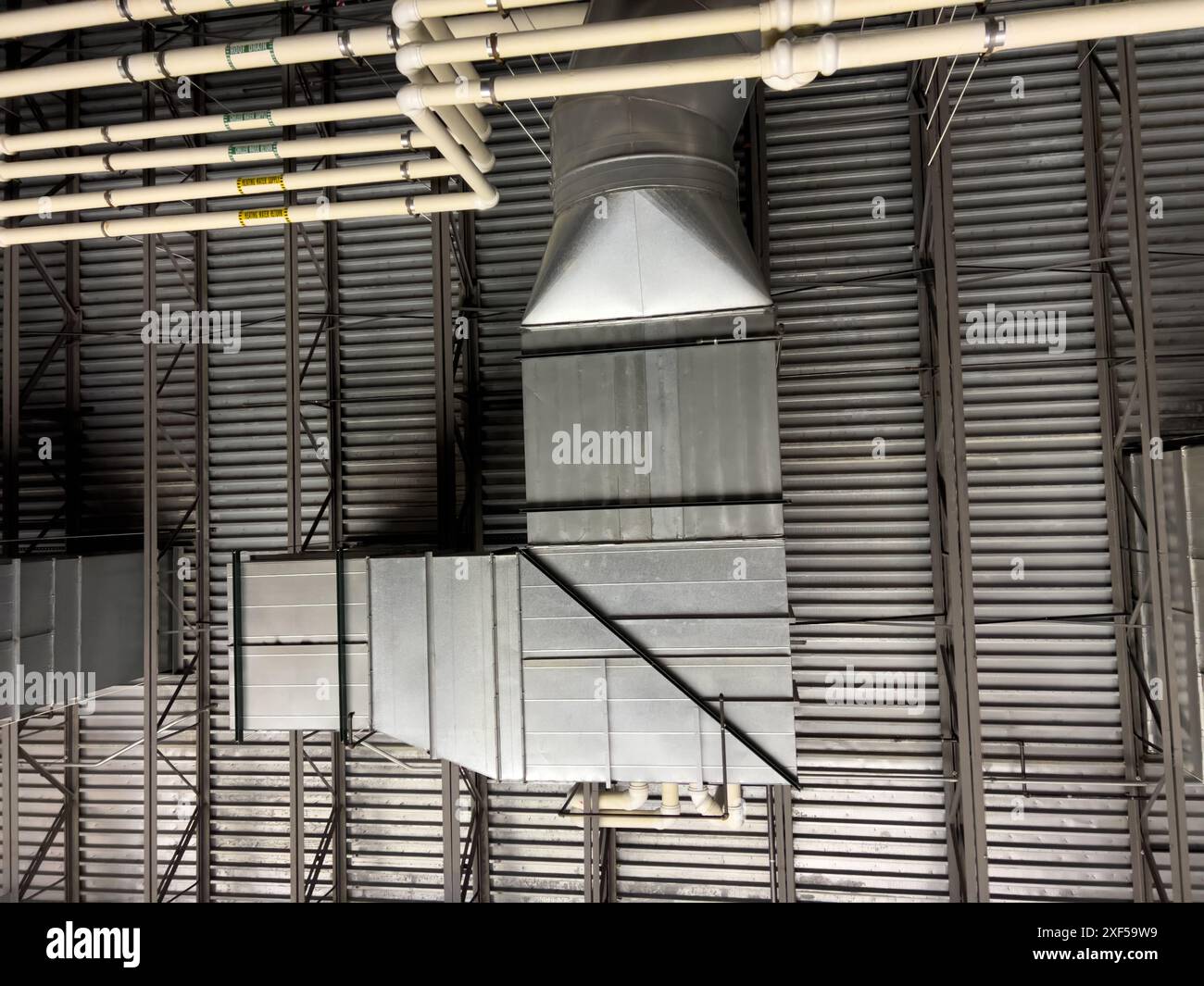 HVAC Ducts and Pipes in World Arena Building Ceiling Stock Photo - Alamy