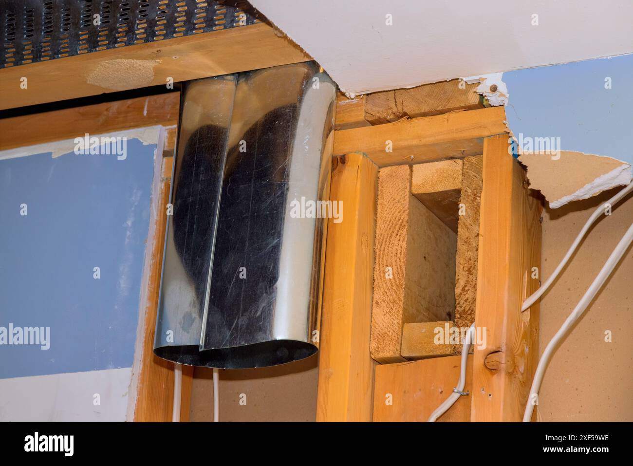 Reconstruction house involves installation of ventilation HVAC system ...