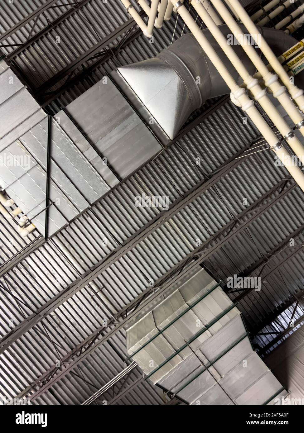 HVAC Ducts and Pipes in World Arena Building Ceiling Stock Photo - Alamy
