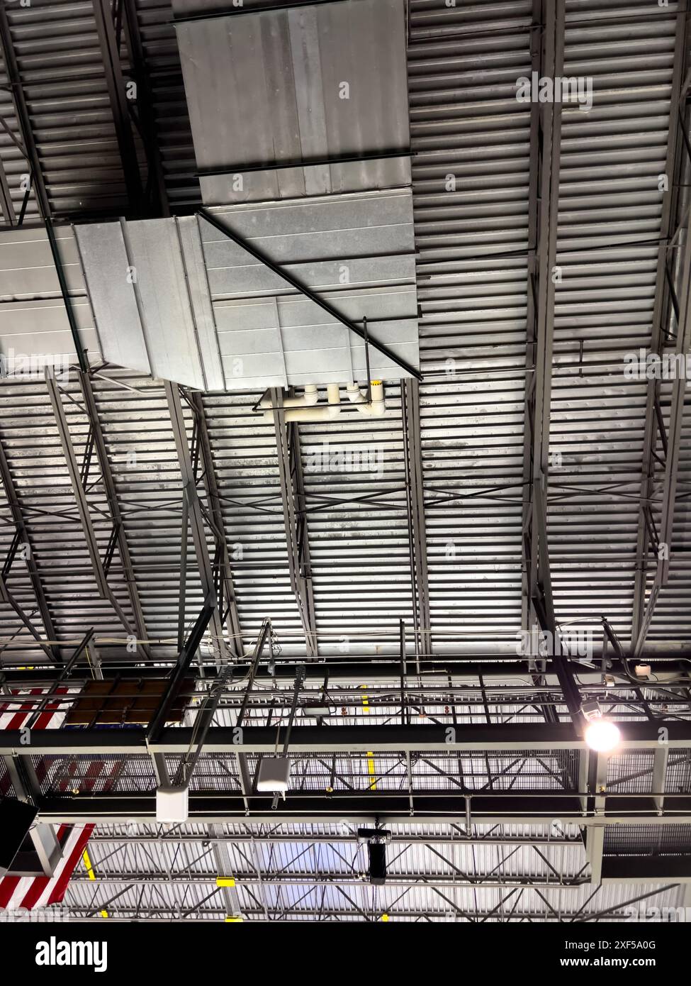 HVAC Ducts and Pipes in World Arena Building Ceiling Stock Photo - Alamy