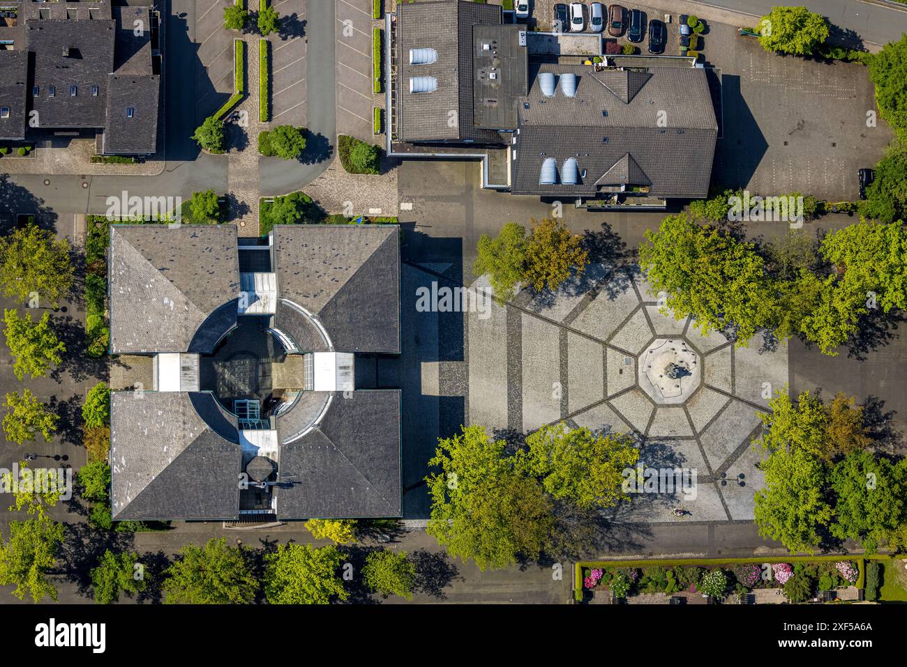 Aerial view, town hall and Bigger Platz, Bigge, Olsberg, Sauerland ...