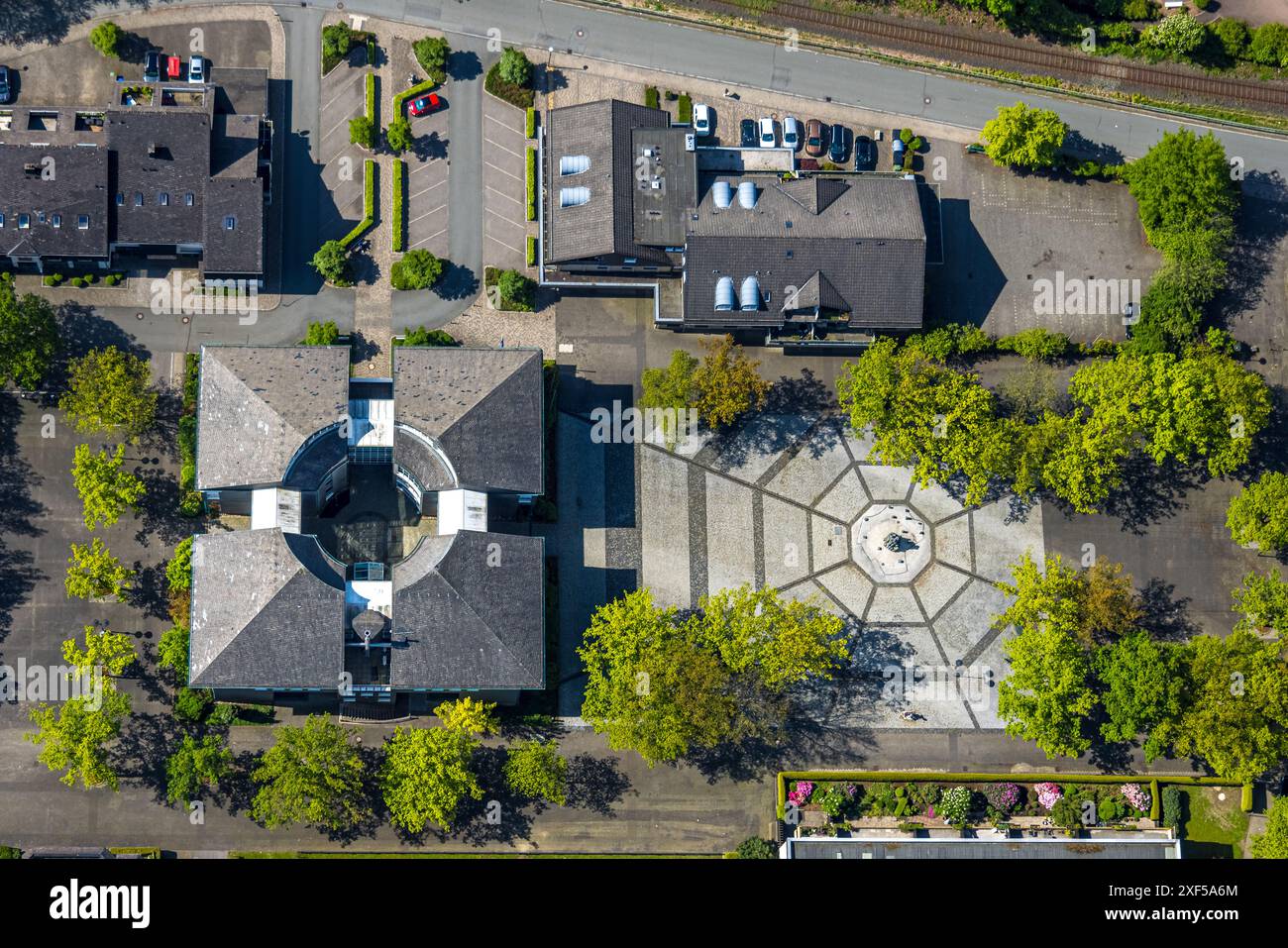 Aerial view, town hall and Bigger Platz, Bigge, Olsberg, Sauerland ...