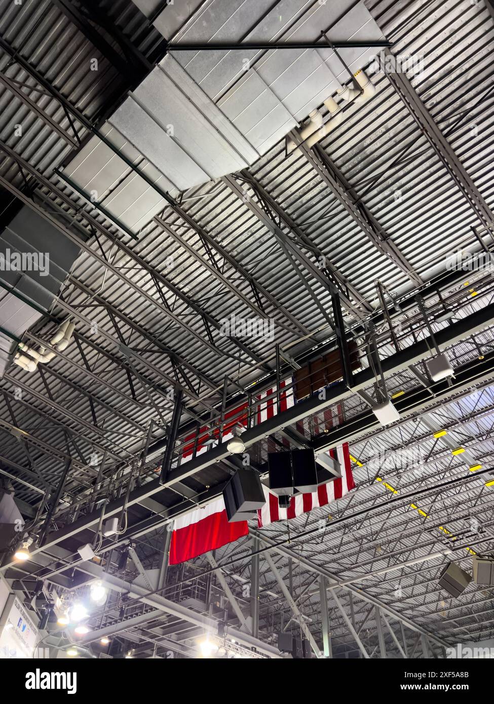 HVAC Ducts and Pipes in World Arena Building Ceiling Stock Photo - Alamy