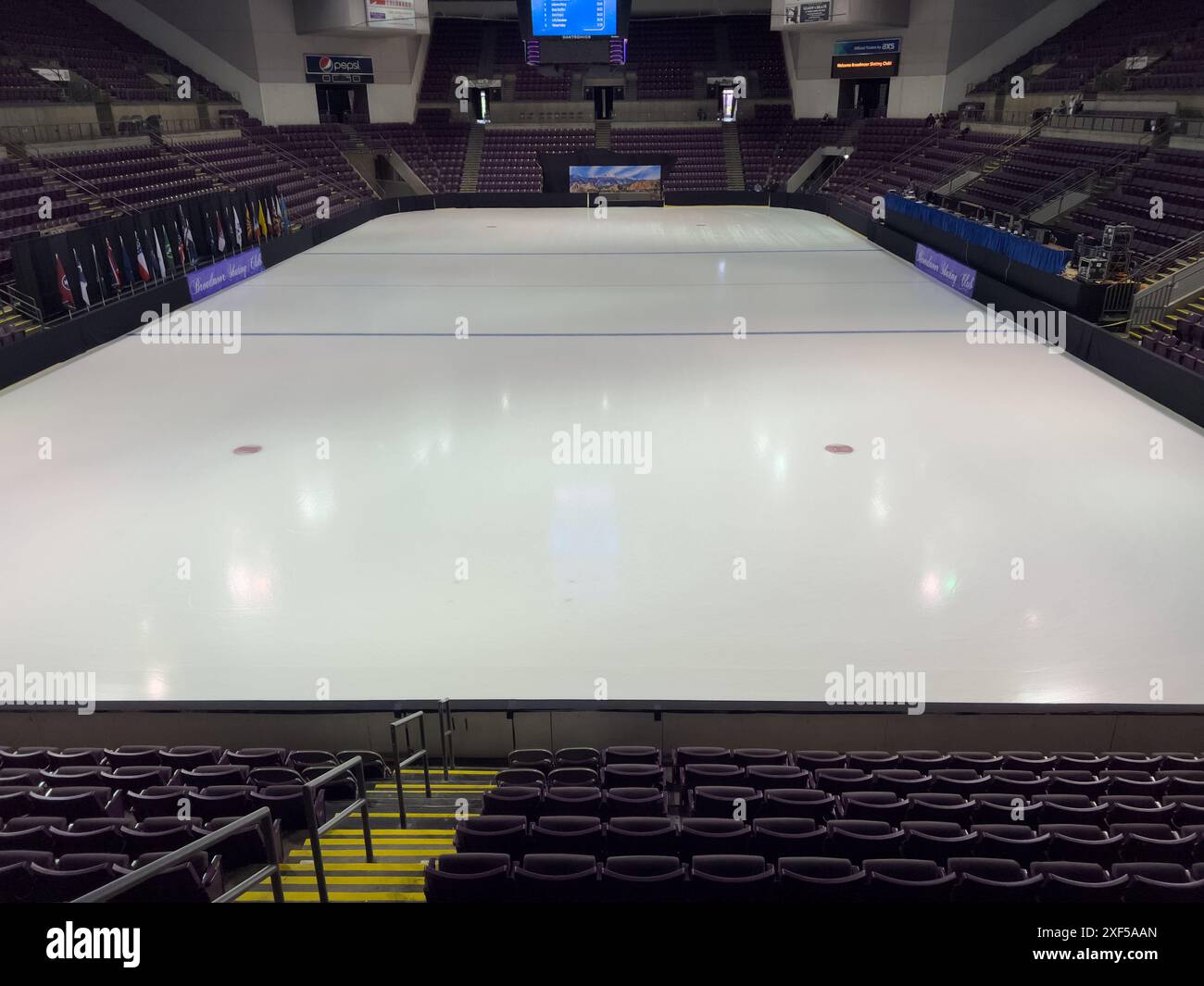 Ice Rink in World Arena Building with Empty Seating Stock Photo - Alamy