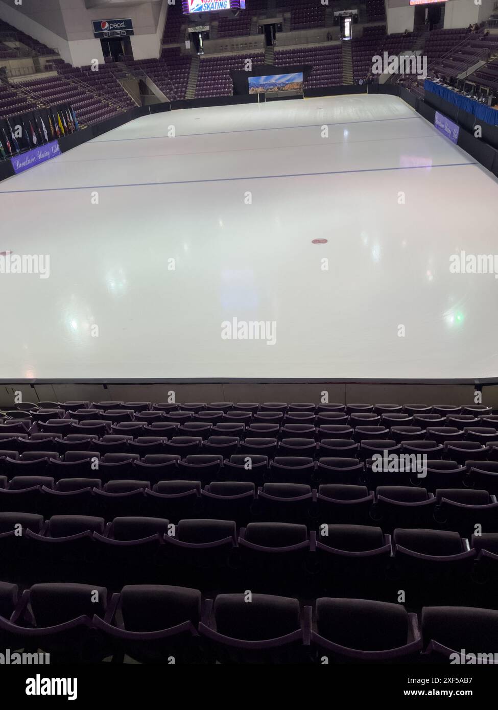 Ice Rink in World Arena Building with Empty Seating Stock Photo - Alamy
