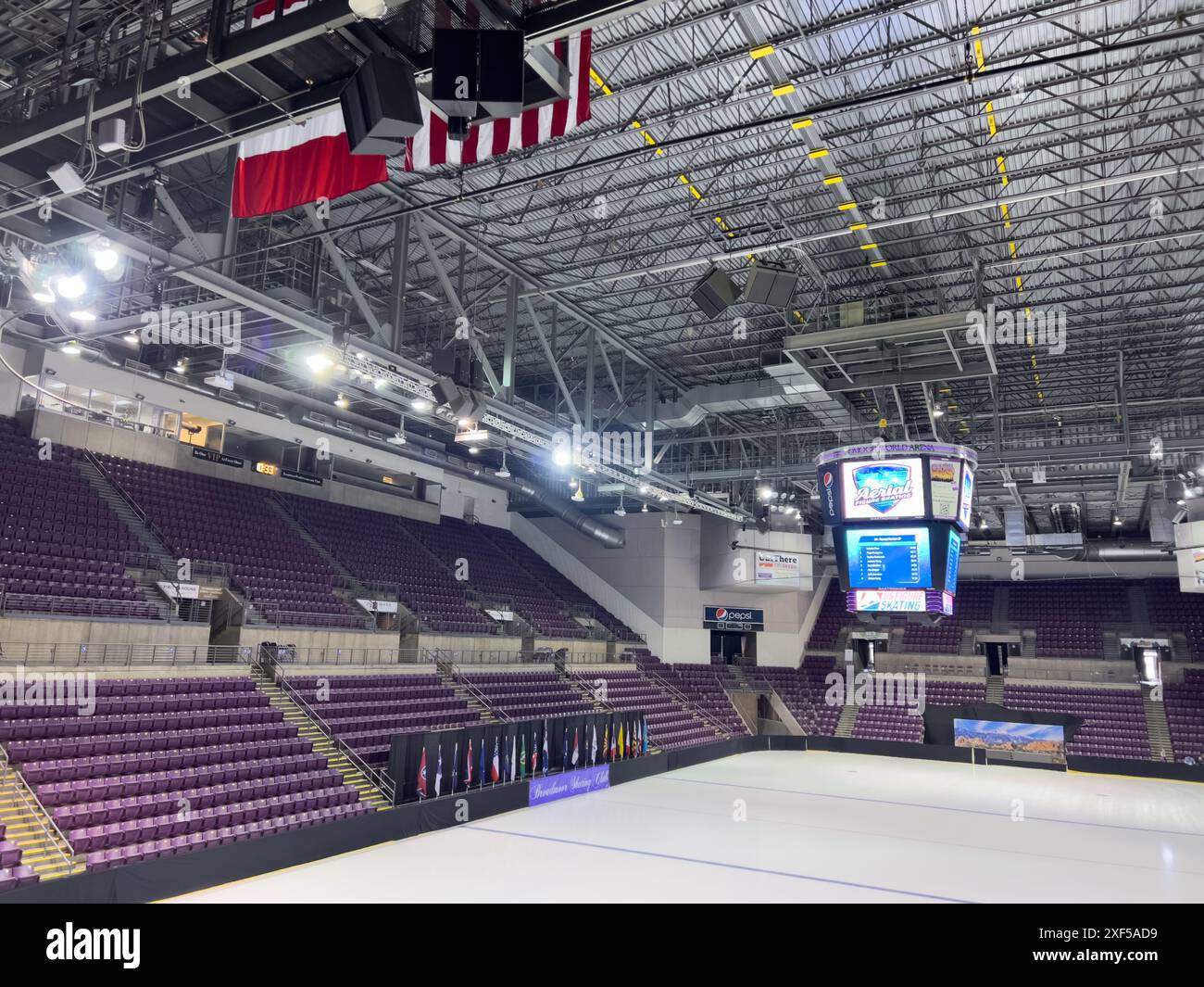 Ice Rink in World Arena Building with Empty Seating Stock Photo - Alamy