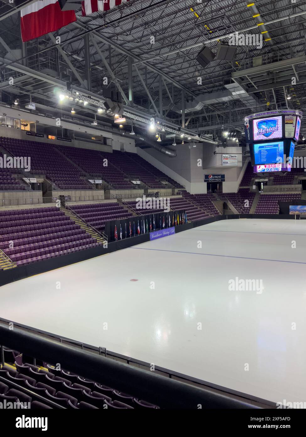Ice Rink in World Arena Building with Empty Seating Stock Photo - Alamy