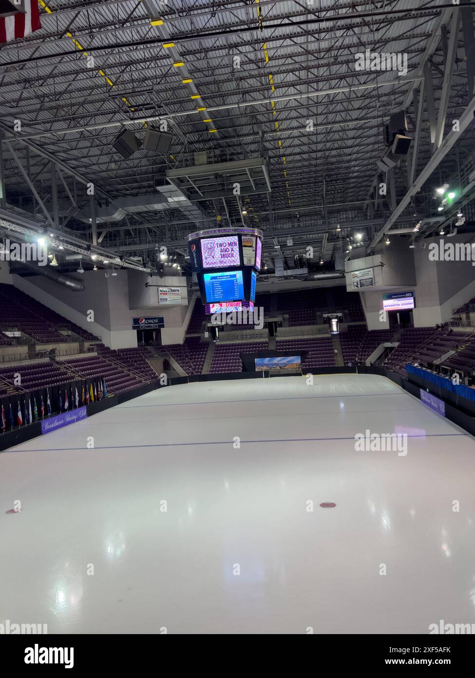 Ice Rink in World Arena Building with Empty Seating Stock Photo - Alamy