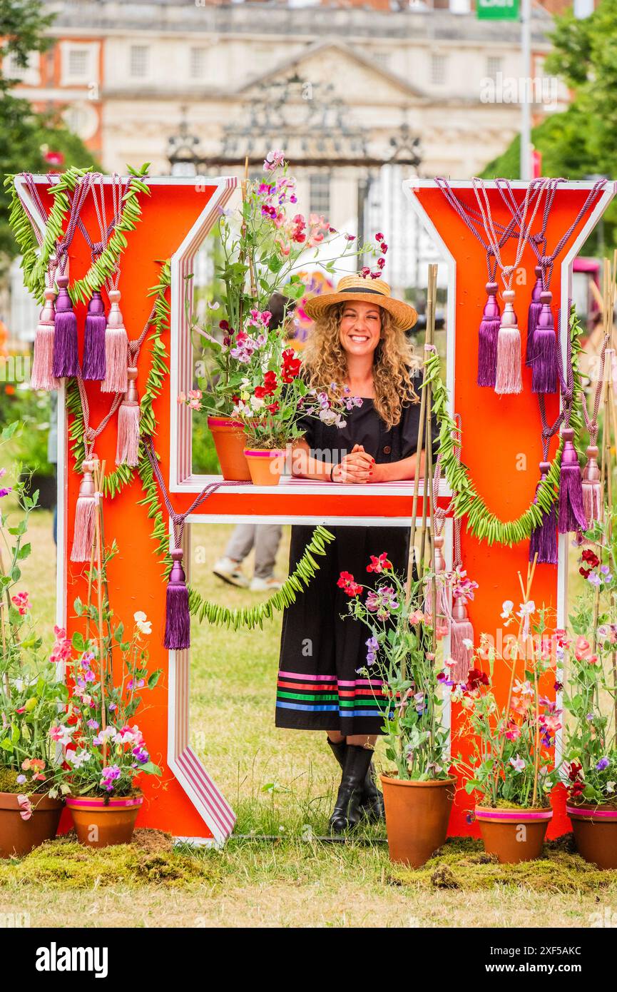 London, UK. 1st July, 2024. The RHS Sign created by Sohie Powell with ...