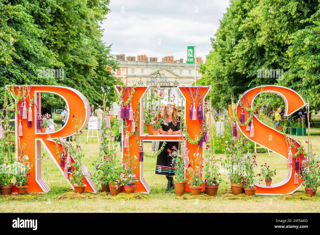 London, UK. 1st July, 2024. The RHS Sign created by Sohie Powell with ...