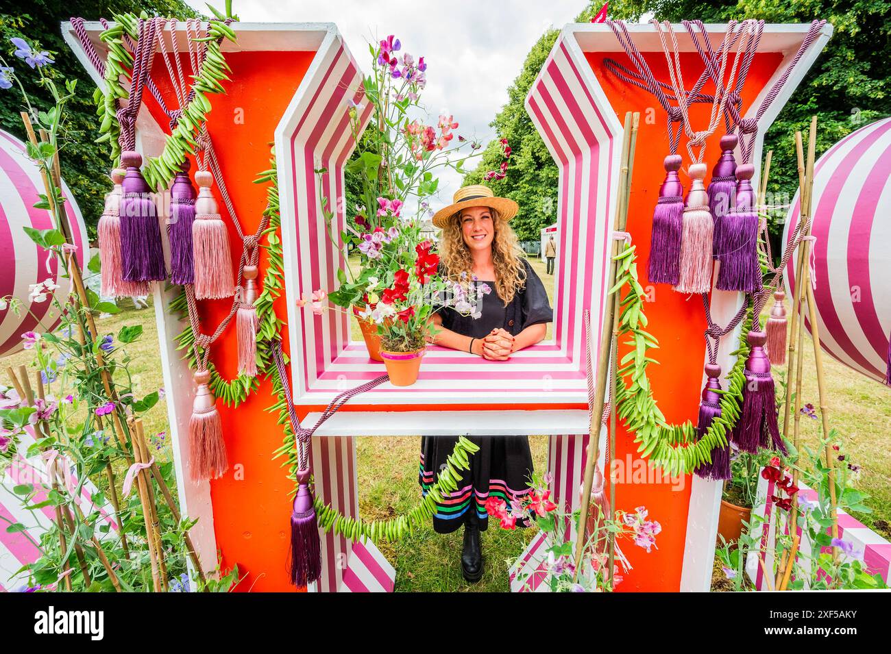 London, UK. 1st July, 2024. The RHS Sign created by Sohie Powell with ...