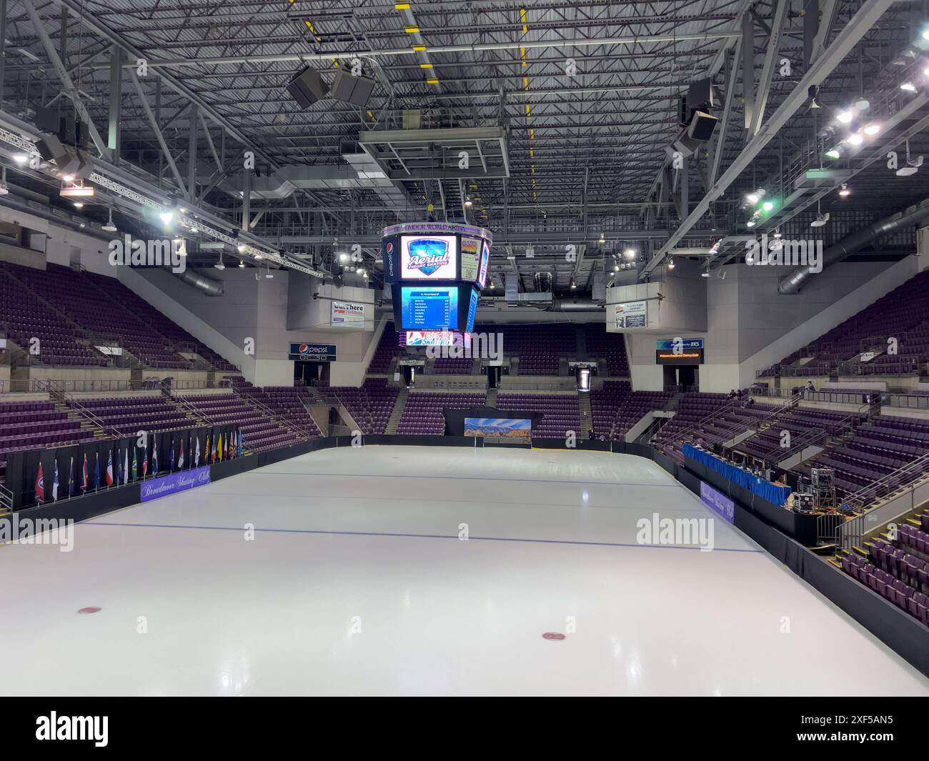 Ice Rink in World Arena Building with Empty Seating Stock Photo - Alamy