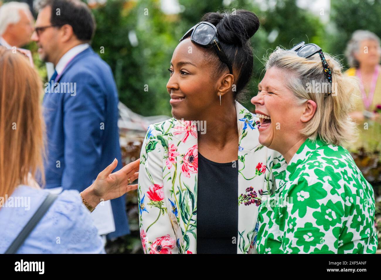 London, UK. 1 Jul 2024. Angela Bell enjoys drinks for key guests on the ...