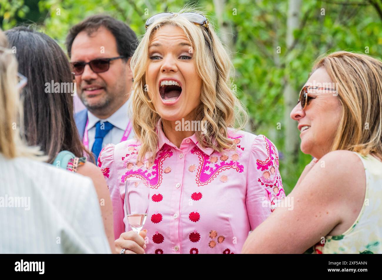 London, UK. 1 Jul 2024. Charlotte Hawkins enjoys drinks for key guests ...