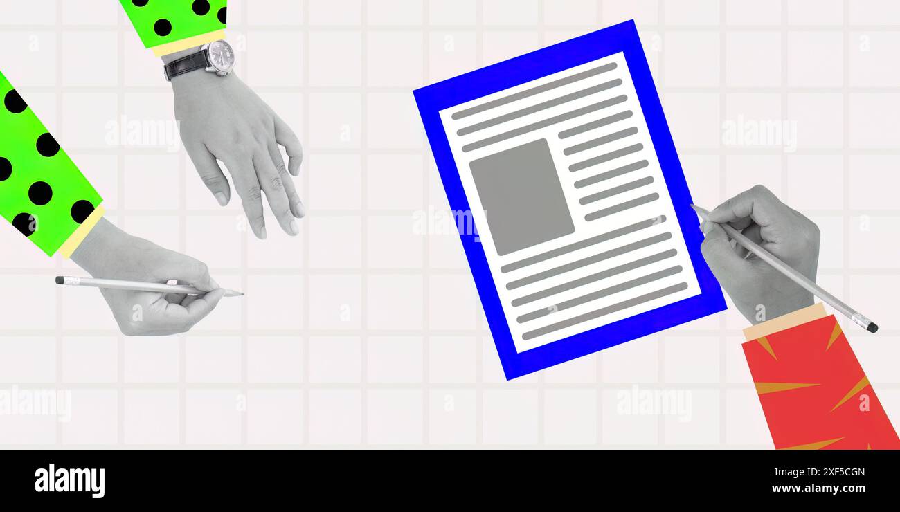 Dynamic Business Meeting Collage Photo Concept with Hands, Documents ...