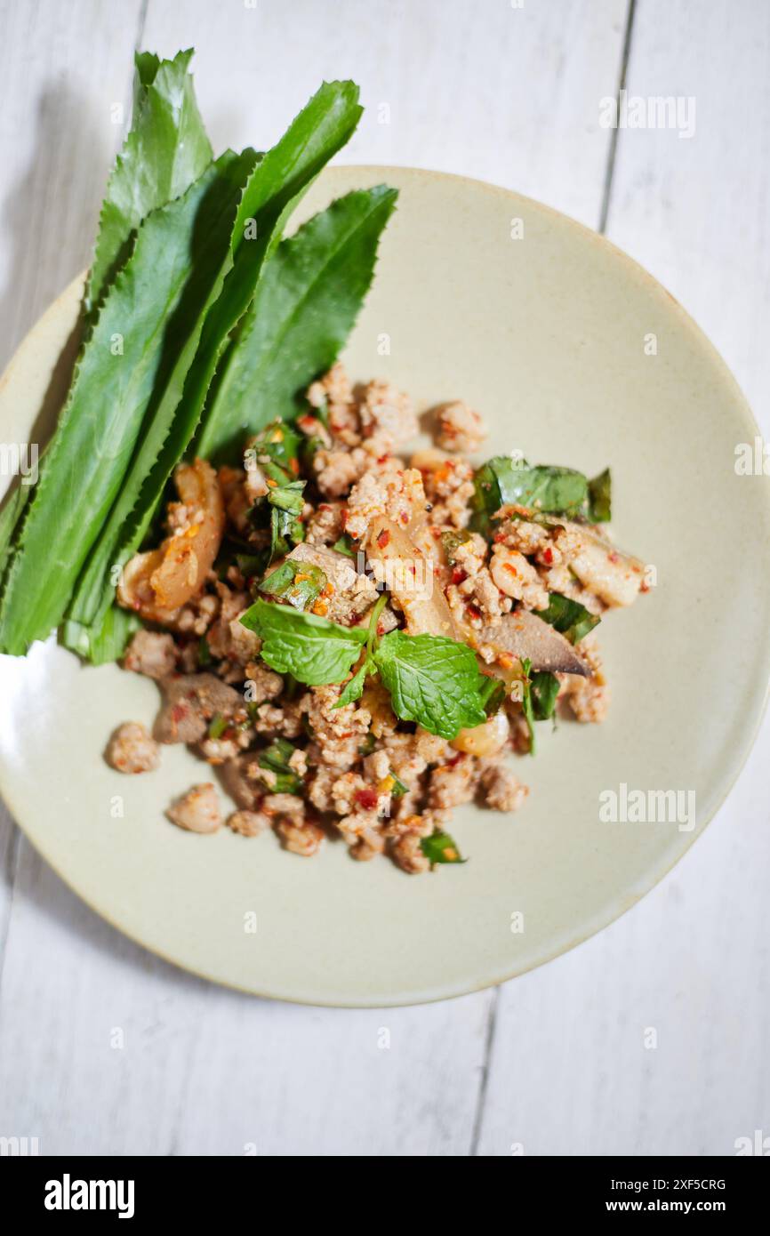 Spicy minced pork salad (Larb Moo) ,Thai food Stock Photo - Alamy
