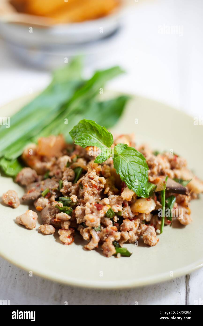 Spicy minced pork salad (Larb Moo) ,Thai food Stock Photo - Alamy