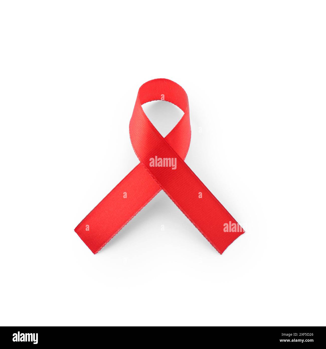 Red awareness ribbon on white background, top view Stock Photo - Alamy