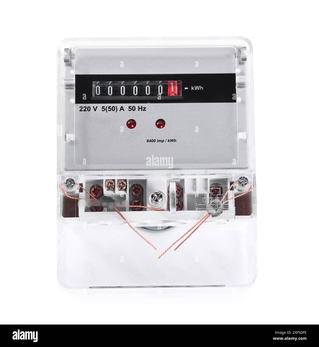 Electric meter isolated on white. Energy measuring device Stock Photo ...