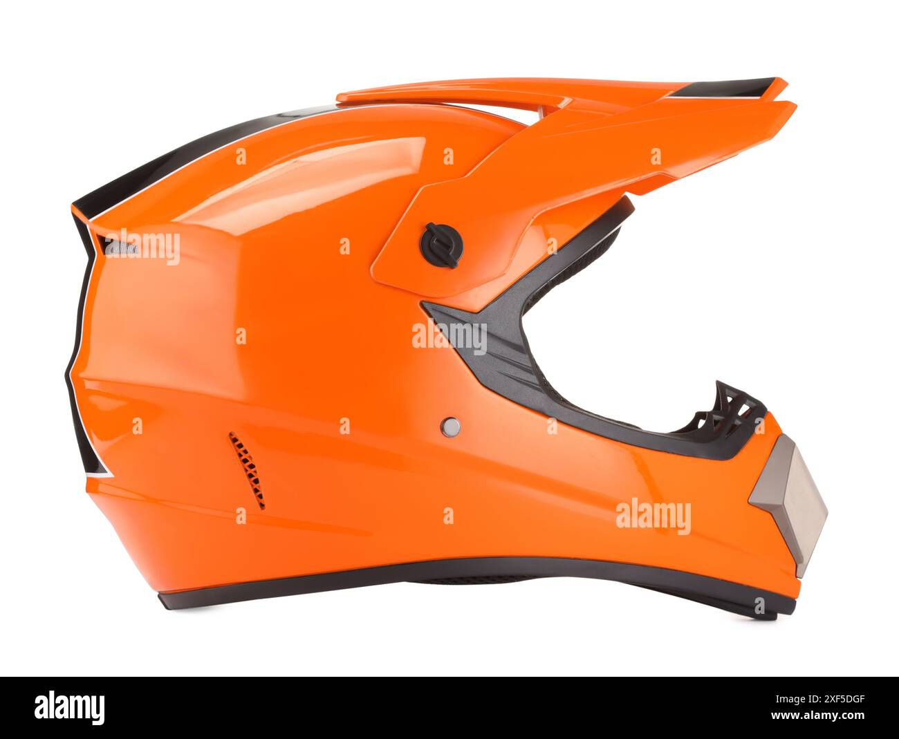 Modern orange motorcycle helmet isolated on white Stock Photo - Alamy