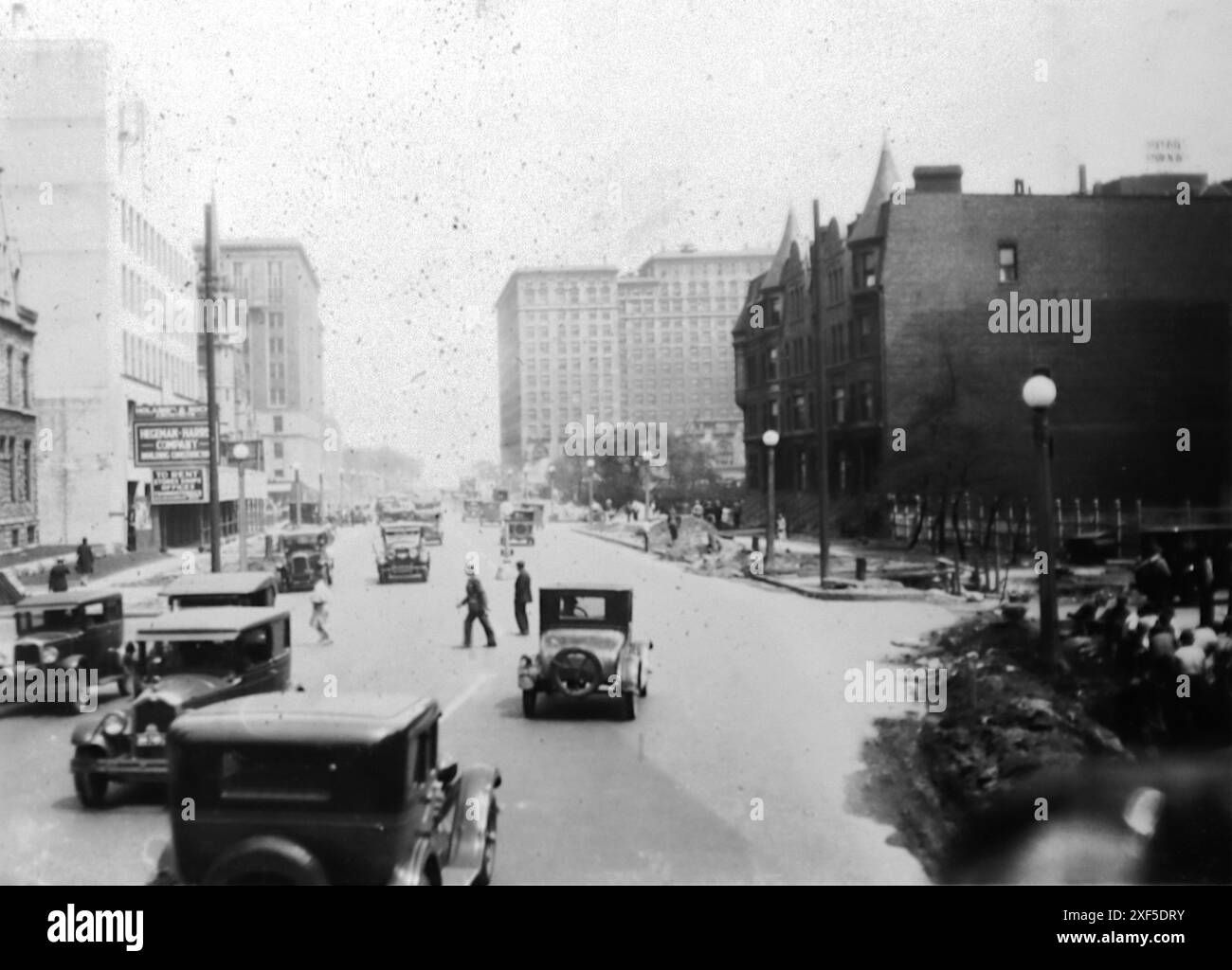 Transport: Cars on a wide road, Chicago, mid 1920s. From a photograph ...