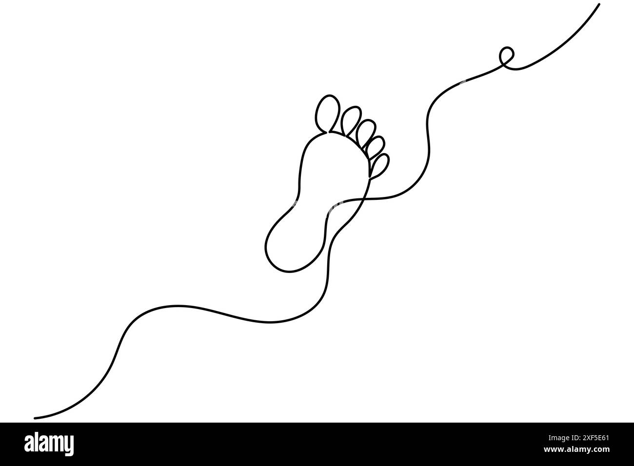 Foot sole continuous one line drawing of isolated outline vector ...