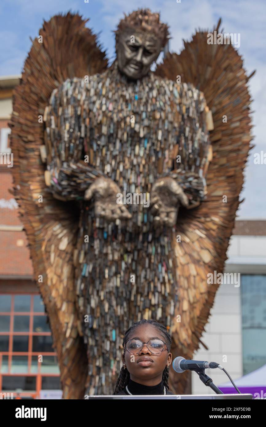 Southend on Sea, UK. 1st Jul, 2024. Spoken word artist Carrissa Baxter ...