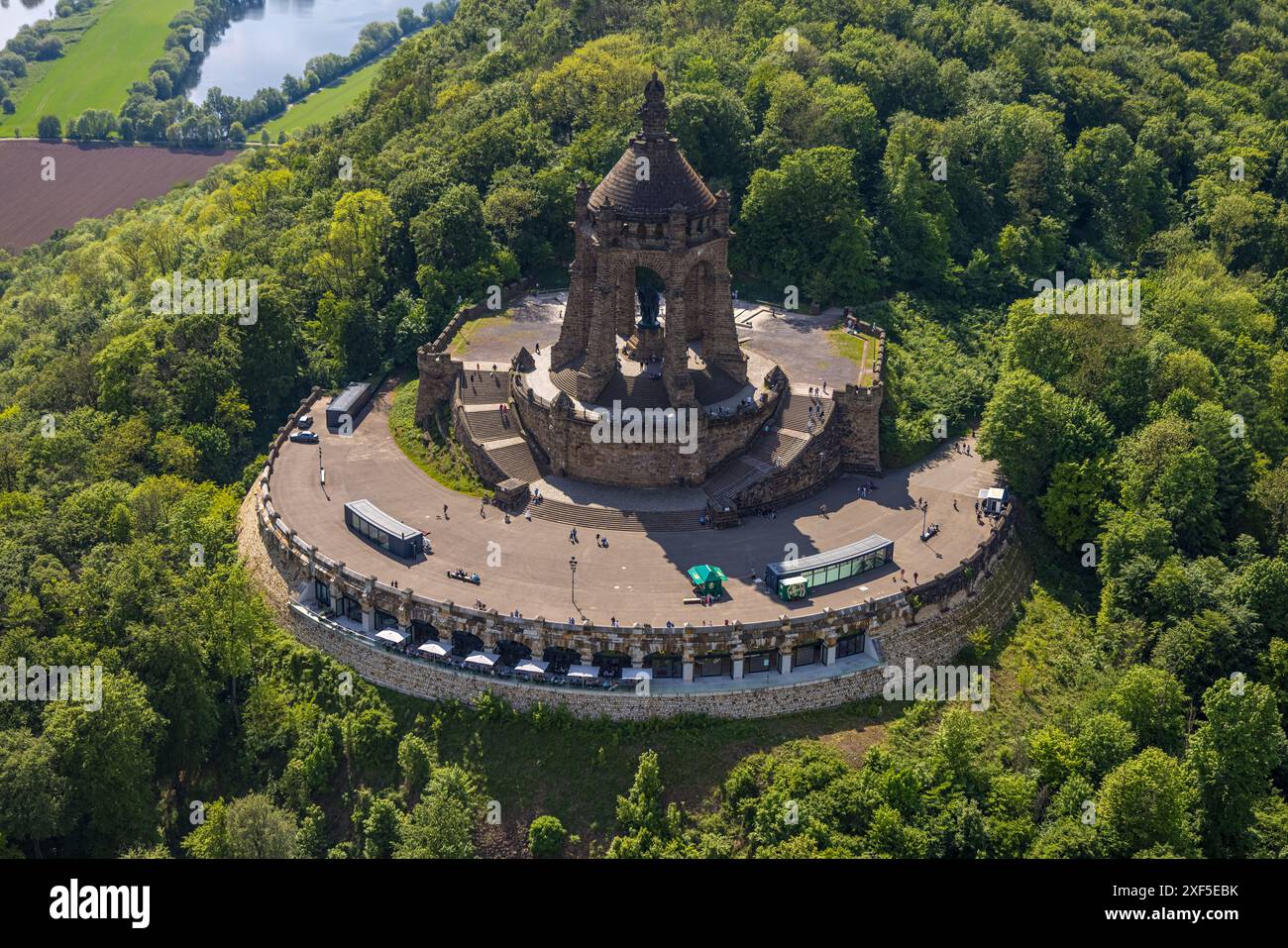 Aerial view, Kaiser Wilhelm Monument, cultural monument, visitor center ...