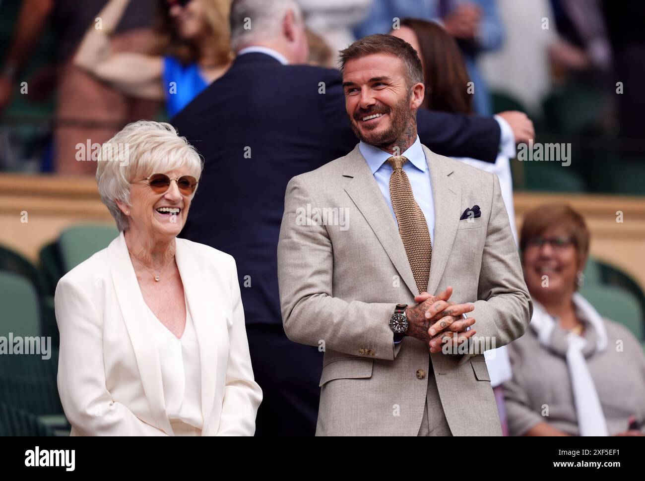 David Beckham and Sandra Beckham in the royal box of centre court on ...