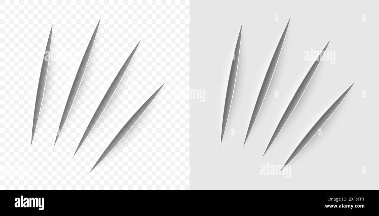 Vector realistic cut with an office knife on paper sheet isolated ...