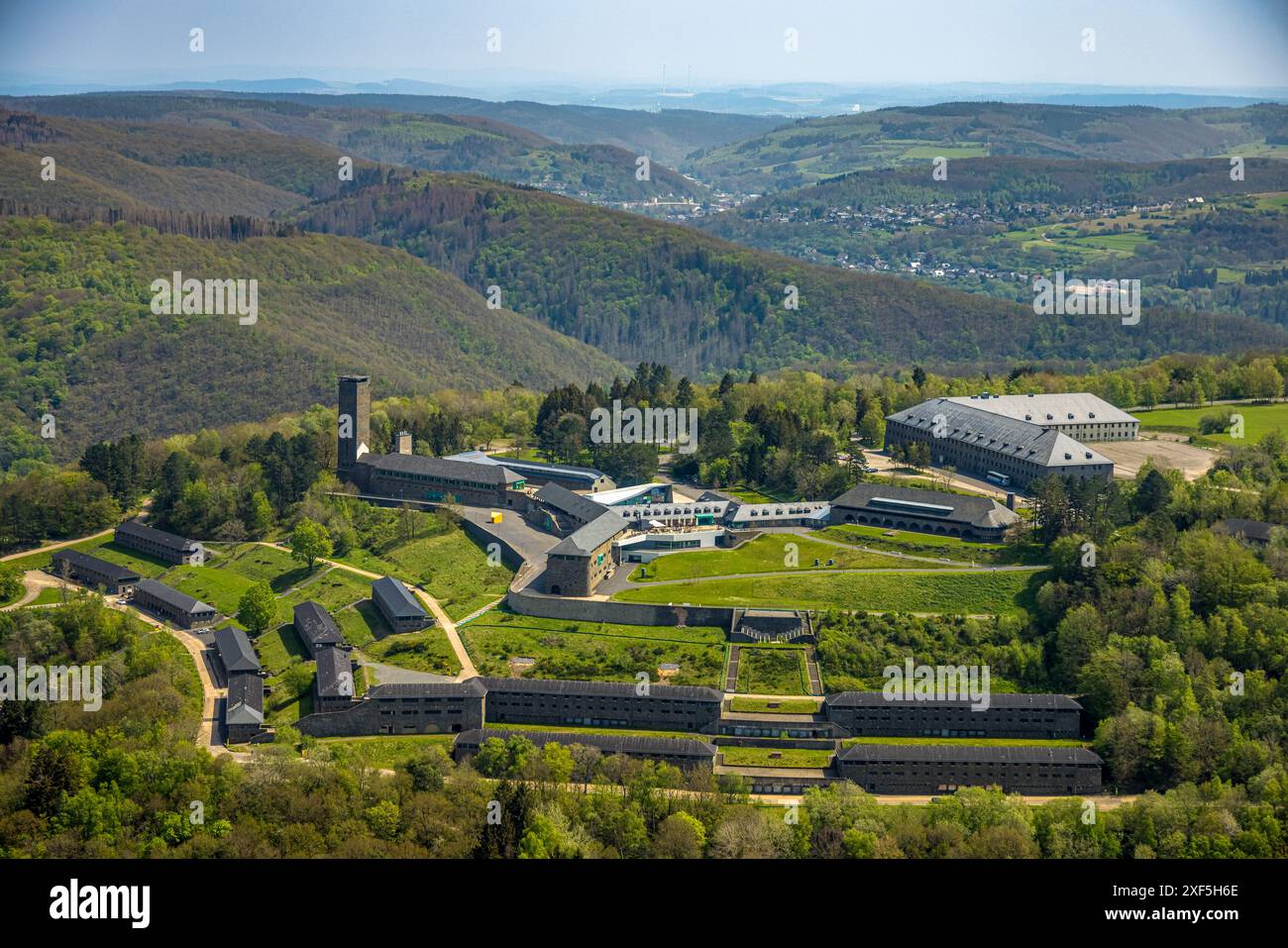 Aerial view, Vogelsang IP building complex and historical museum on ...