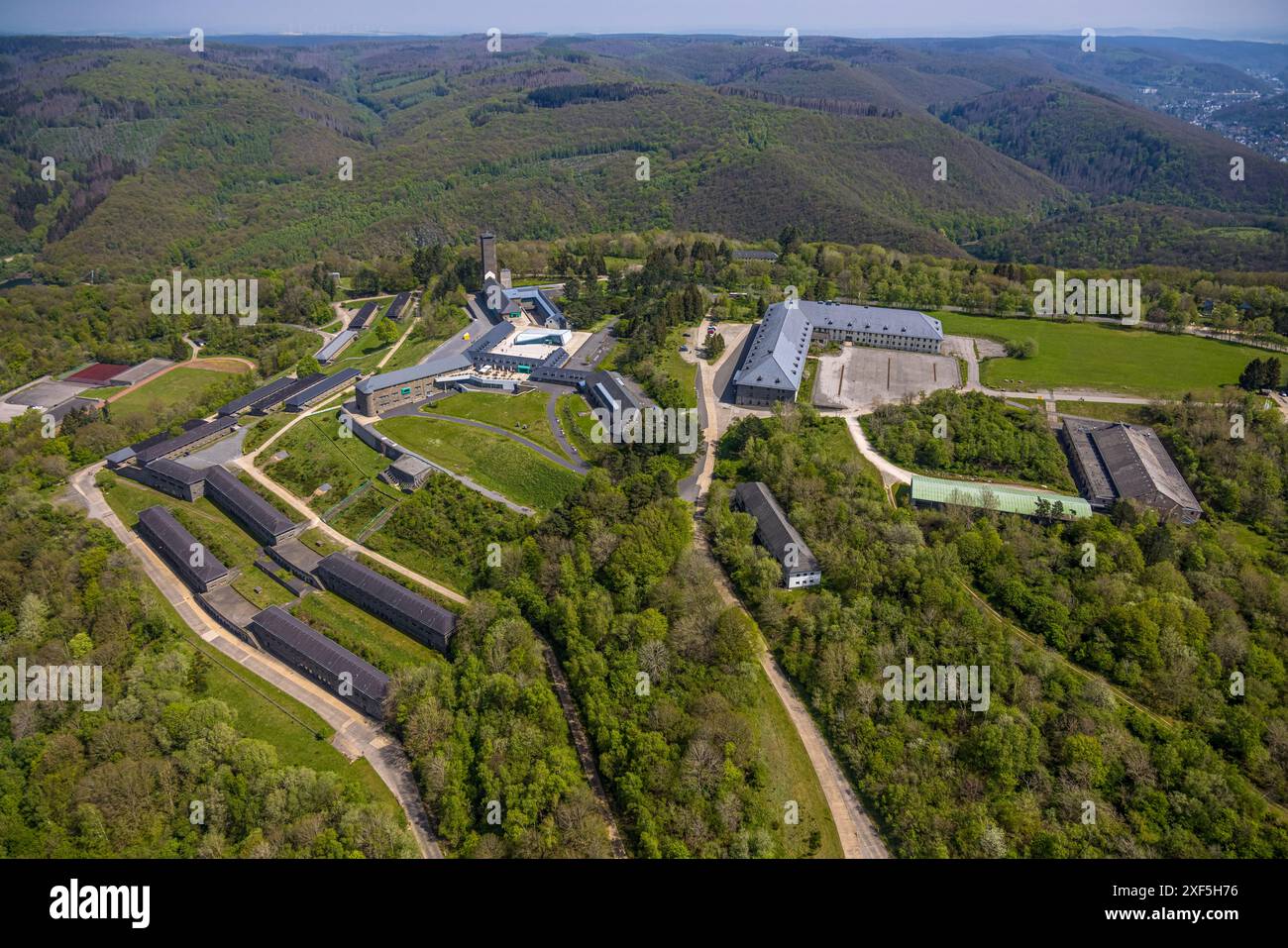 Aerial view, Vogelsang IP building complex and historical museum on ...